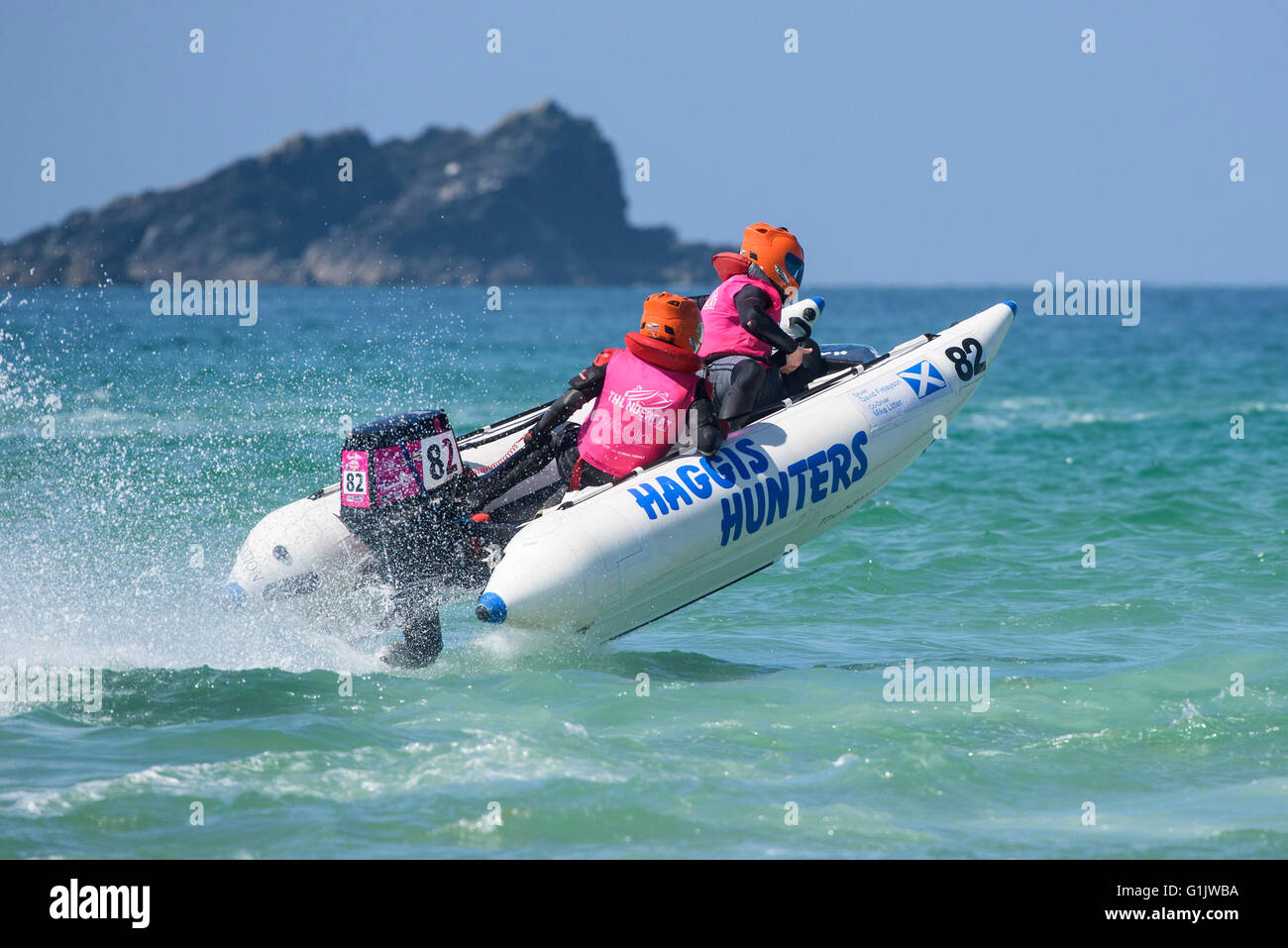 ThunderCat racing at Fistral in Newquay, Cornwall Stock Photo - Alamy