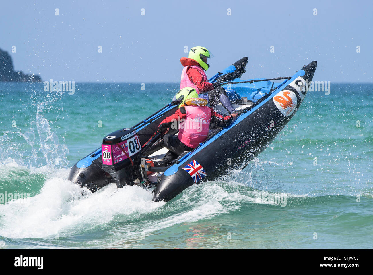 ThunderCat racing at Fistral in Newquay, Cornwall Stock Photo - Alamy