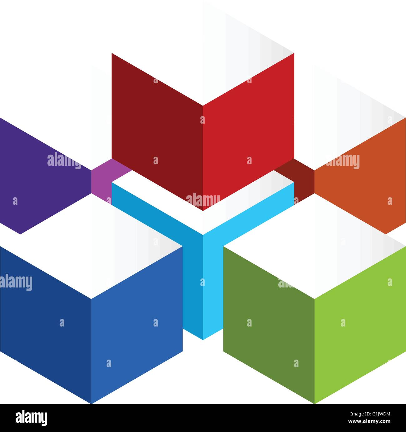 Stacked 3D cubes colorful icon on white. Isometric cubes Stock Vector ...