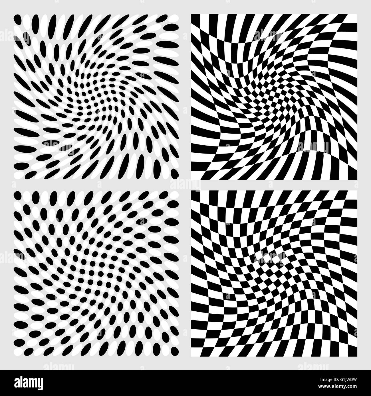 Set of dotted / checkered backgrounds, patterns. Distorted backdrops ...