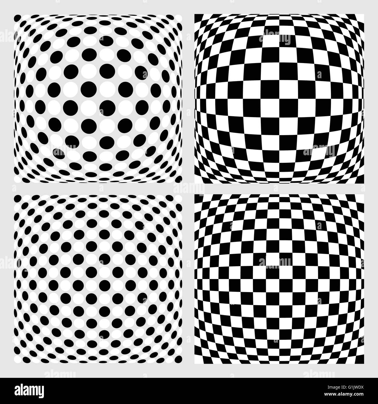 Set of dotted / checkered backgrounds, patterns. Distorted backdrops ...