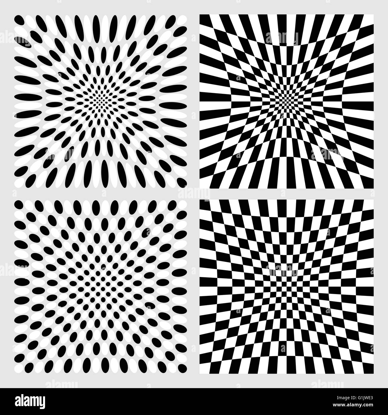 Set of dotted / checkered backgrounds, patterns. Distorted backdrops ...