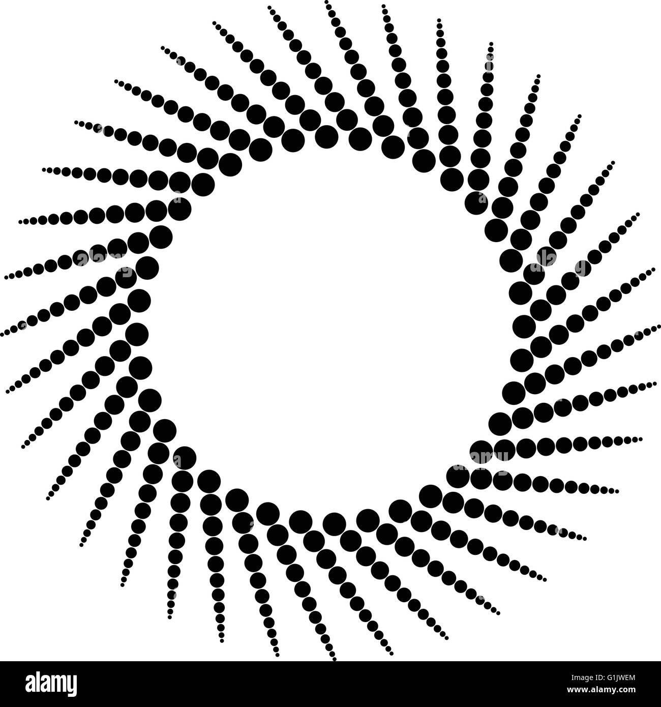 Abstract monochrome graphic with radiating dotted pattern Stock Vector ...