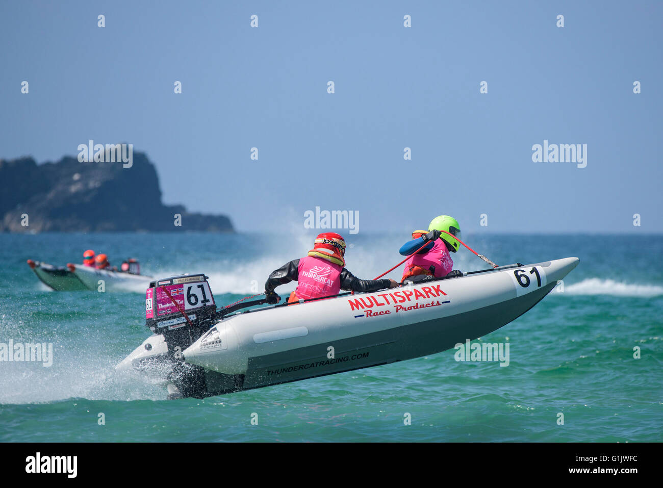 ThunderCat racing at Fistral in Newquay, Cornwall Stock Photo - Alamy
