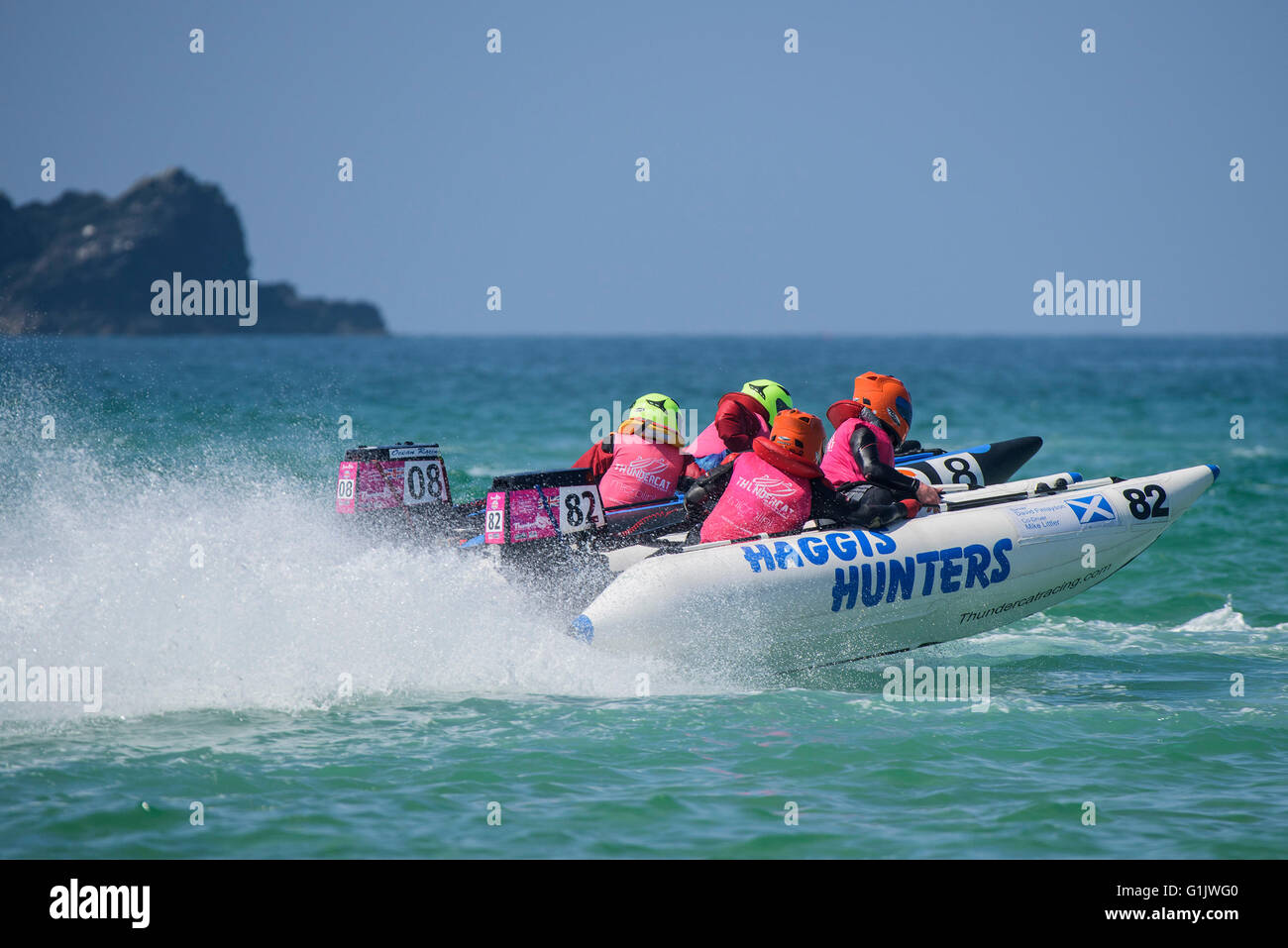 ThunderCat racing at Fistral in Newquay, Cornwall Stock Photo - Alamy
