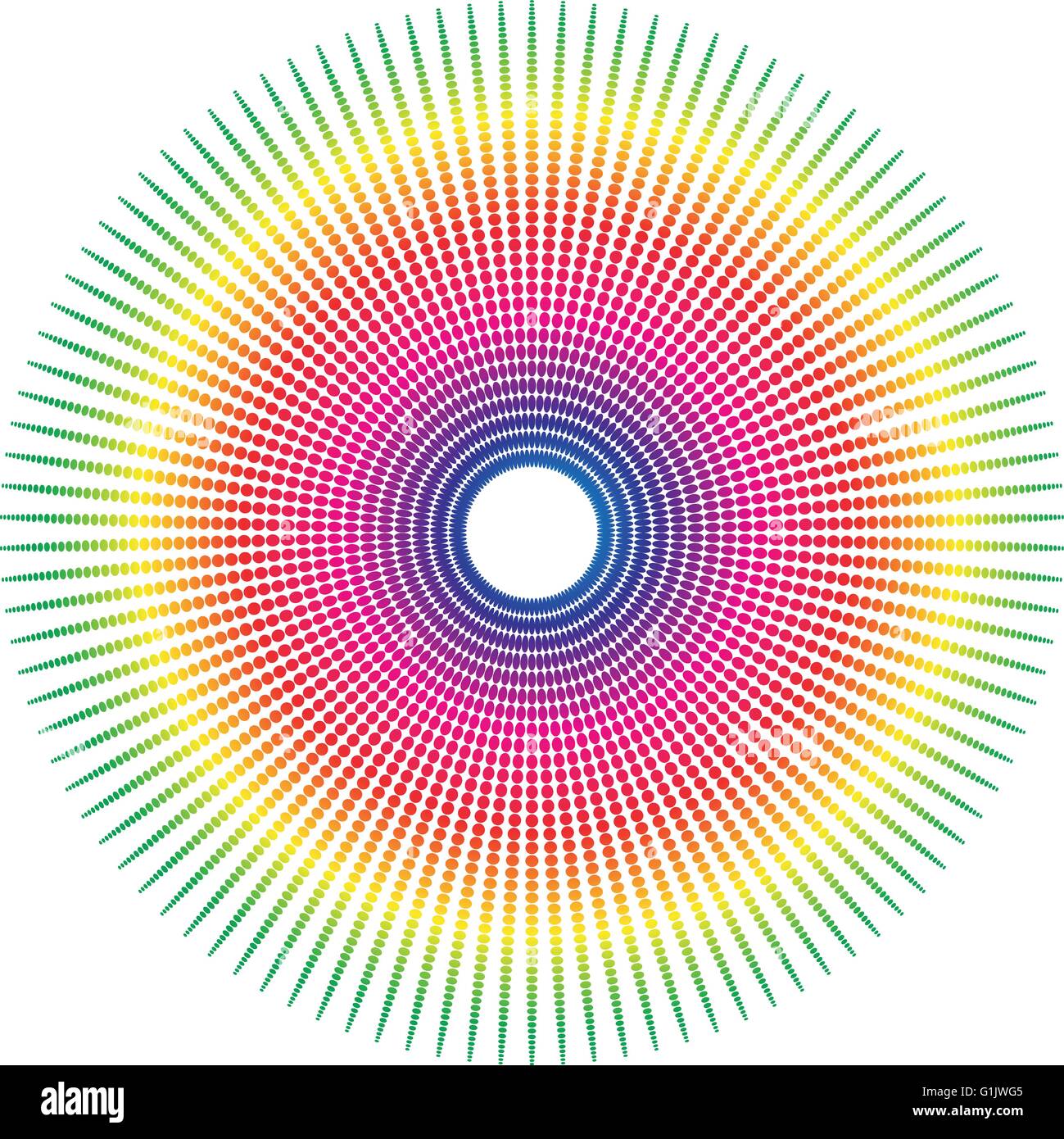Abstract spectrum colored radial, dotted element with oval shapes Stock ...
