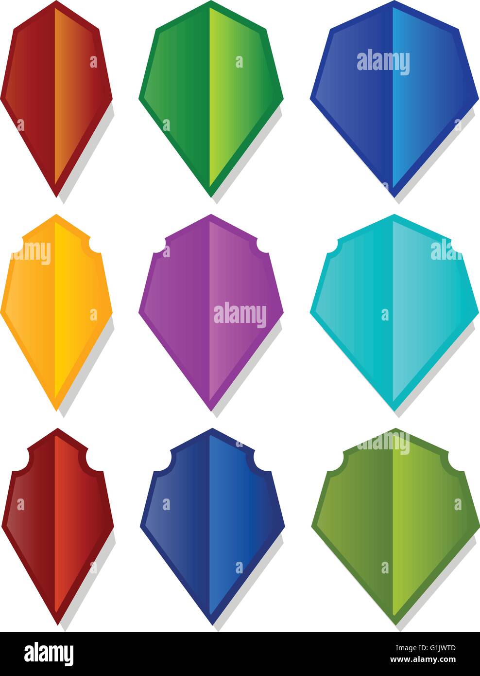 Set of various shield shapes. Thin, thick and beveled versions Stock ...