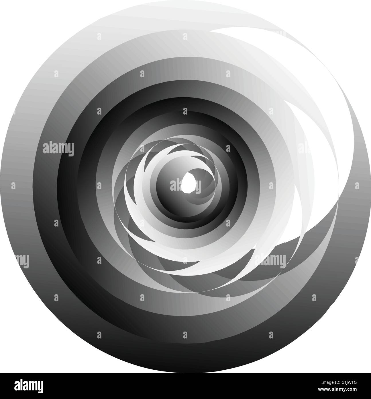 Spiral, vortex or volute element isolated on white. Rotating abstract ...