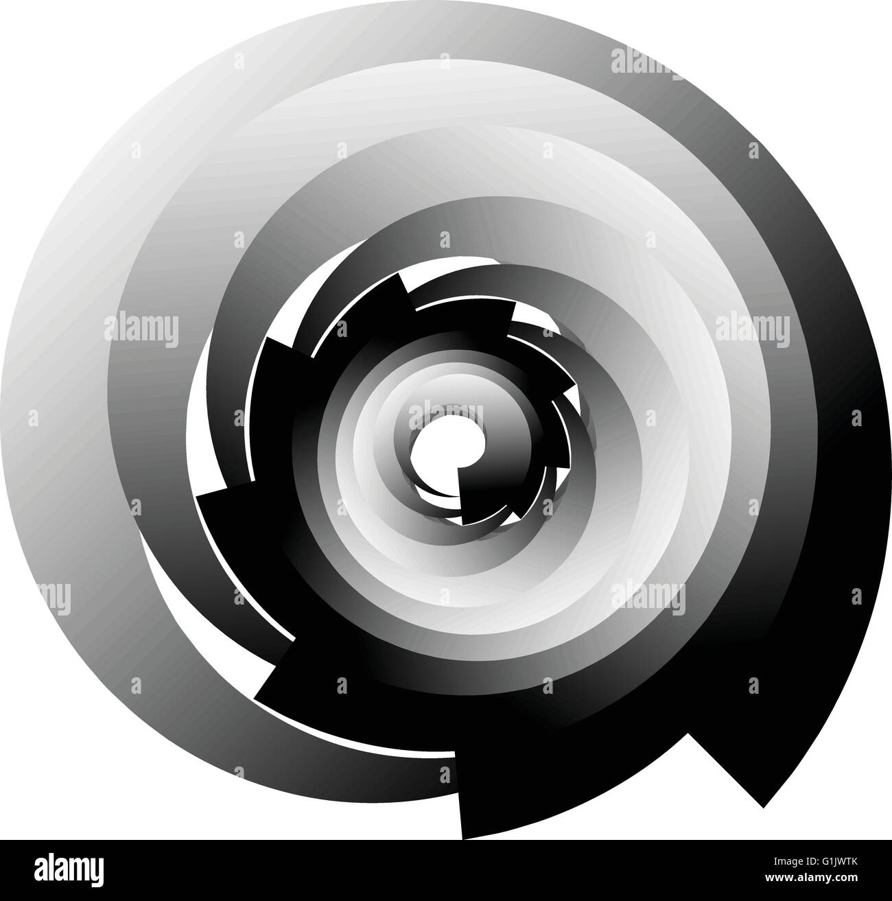 Spiral, vortex or volute element isolated on white. Rotating abstract ...
