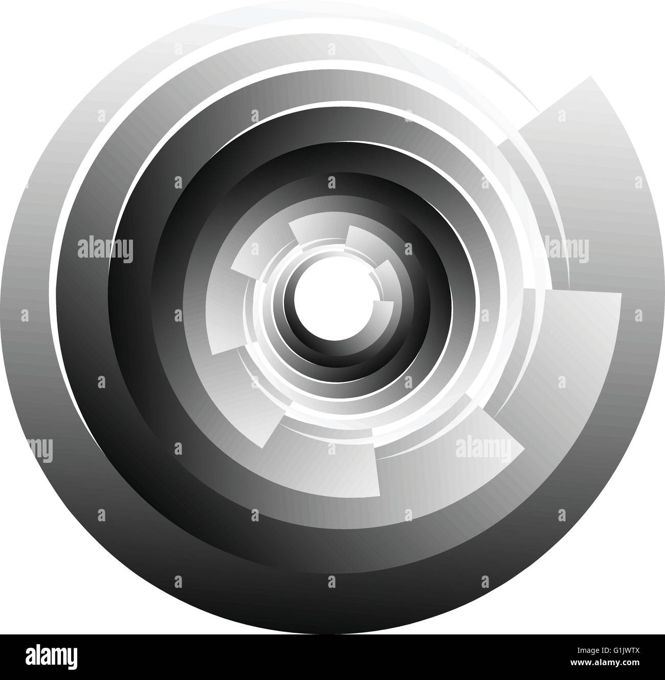 Spiral, vortex or volute element isolated on white. Rotating abstract ...