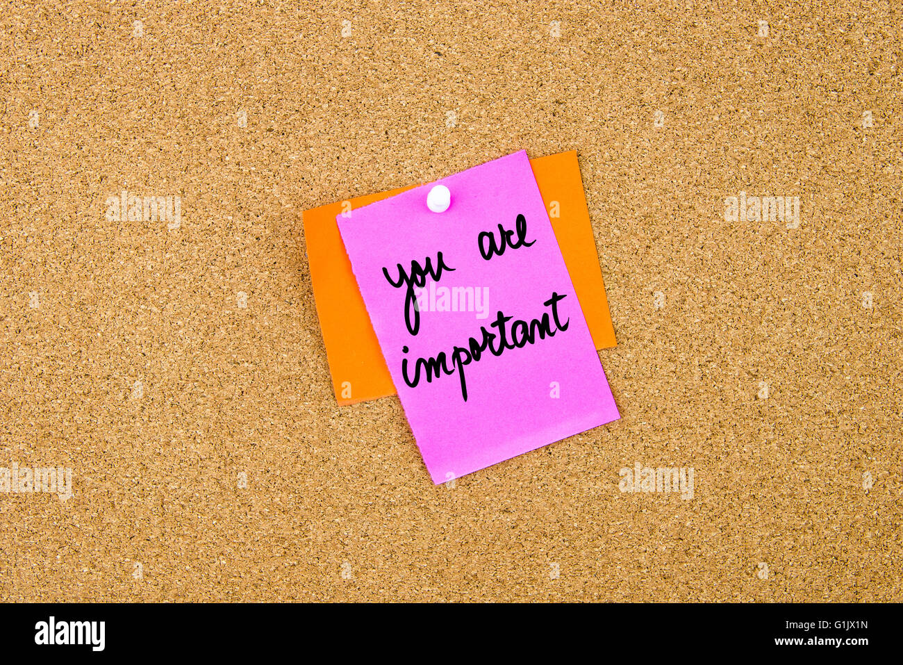 You Are Important written on paper note pinned on cork board with white ...