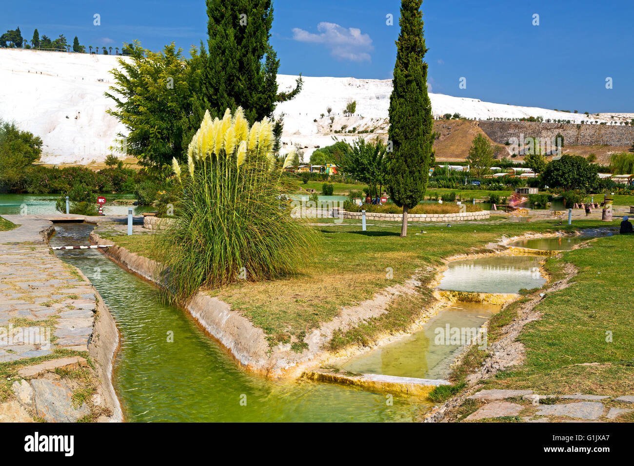 abstract in pamukkale turkey asia the old calcium bath and travertine ...