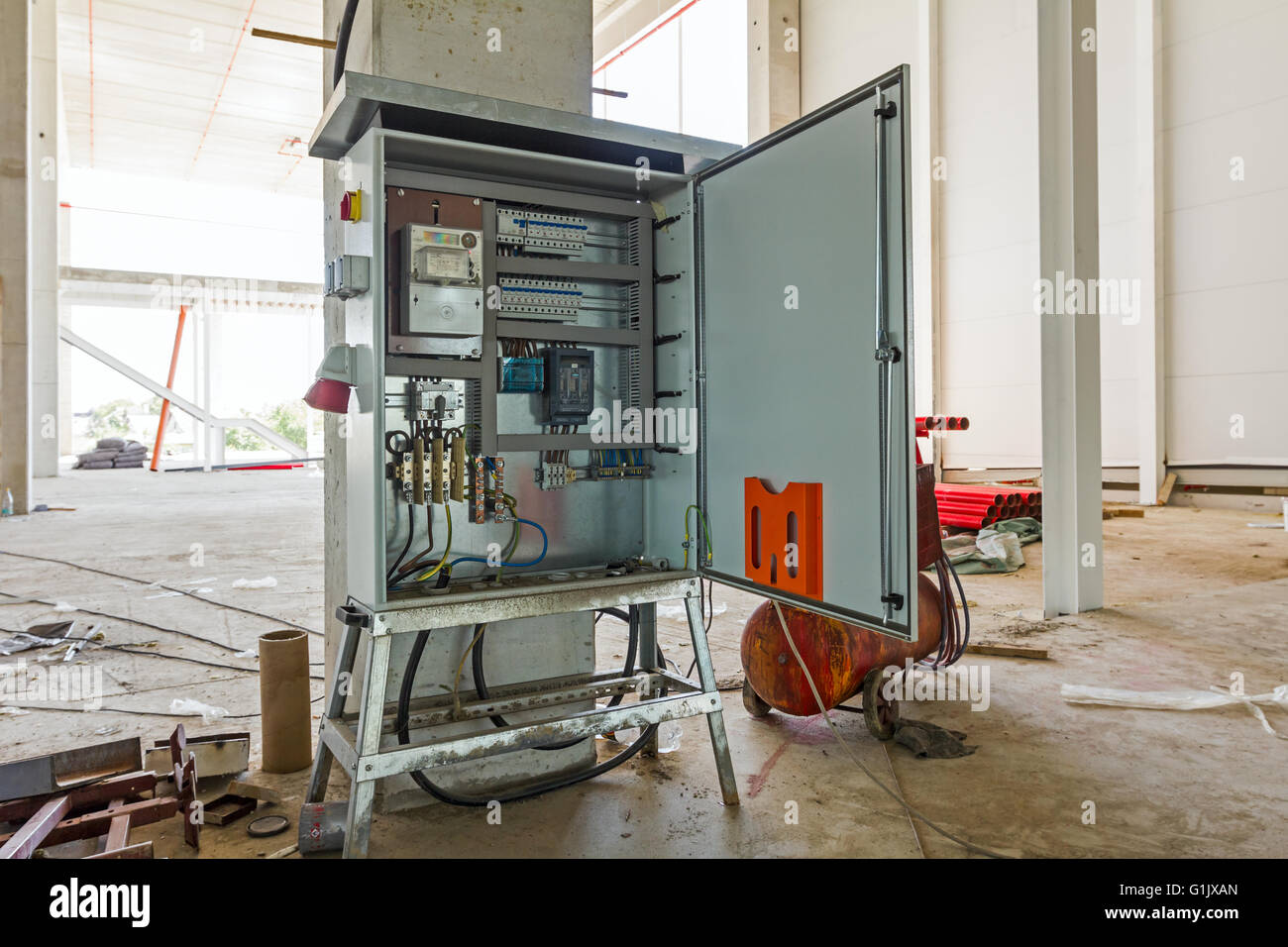 Electrical cabinet with connectors is providing electrical energy to ...