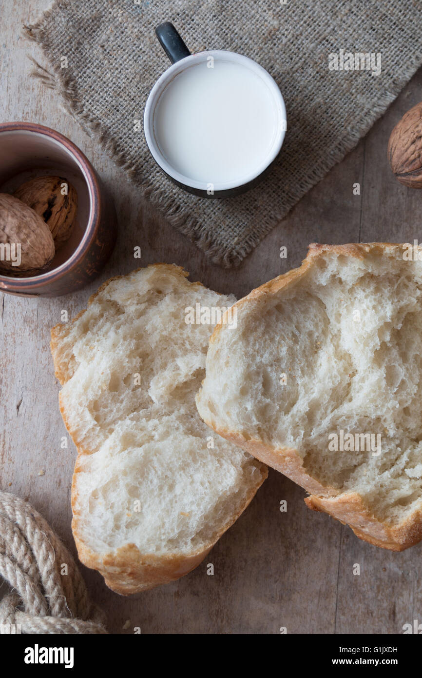 Fresh Bread on table Stock Photo - Alamy