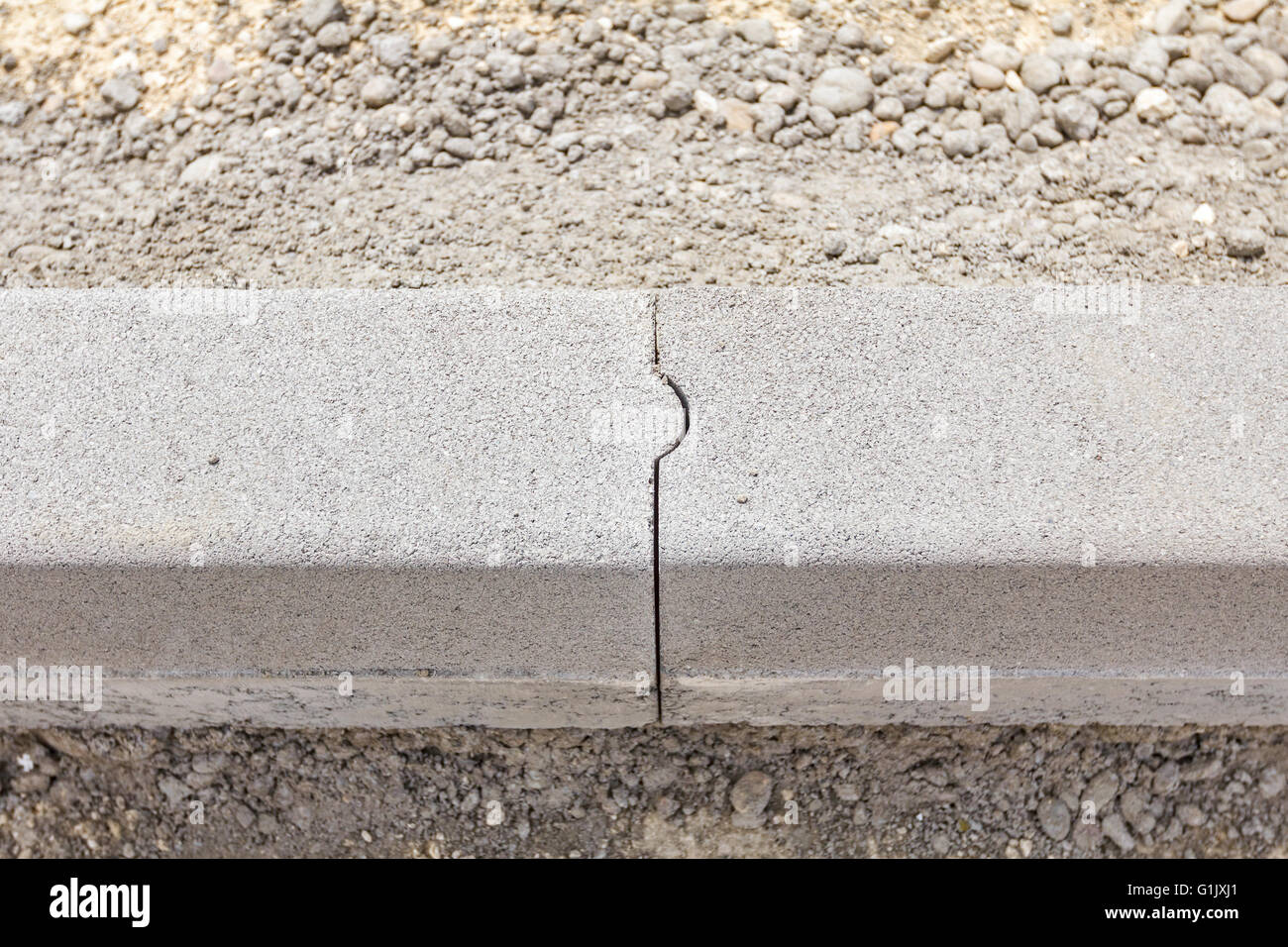 Close up view on roadside stones at joint place Stock Photo - Alamy