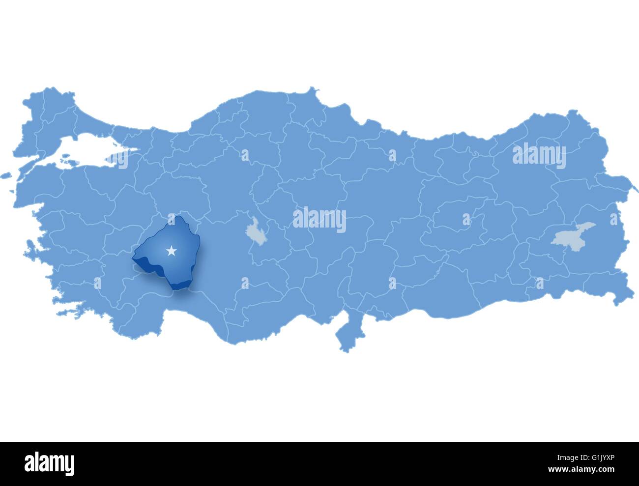 Map of Turkey where Isparta province is pulled out, isolated on white background Stock Vector ...