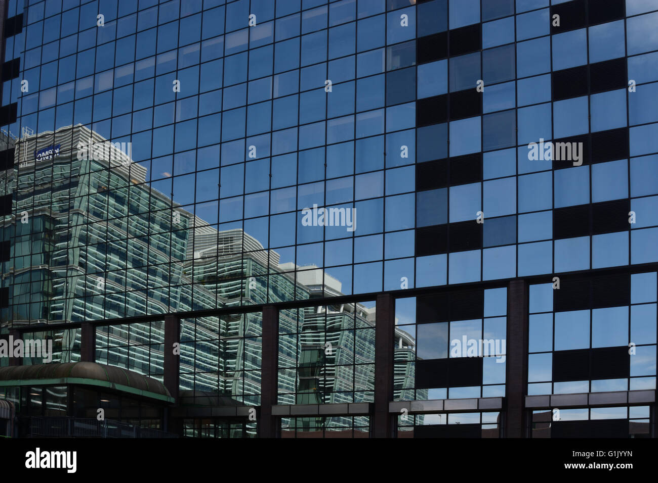 Reflections of One Snow Hill building, in windows of Snow Hill Station ...