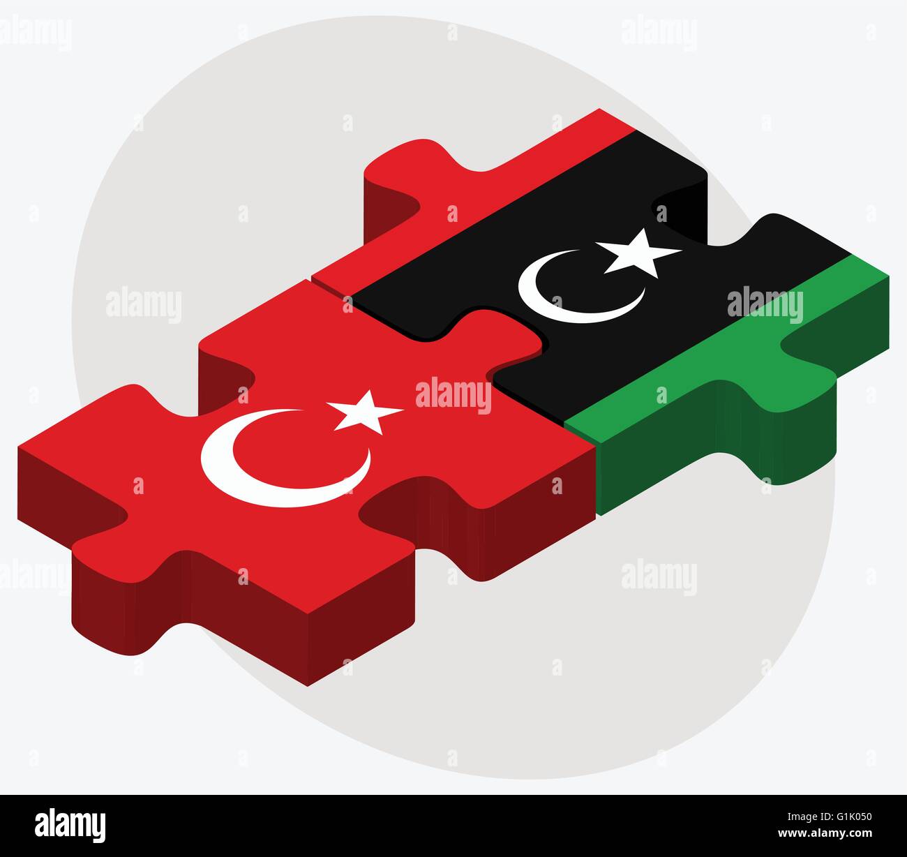 Turkey and Libya Flags in puzzle isolated on white background Stock ...