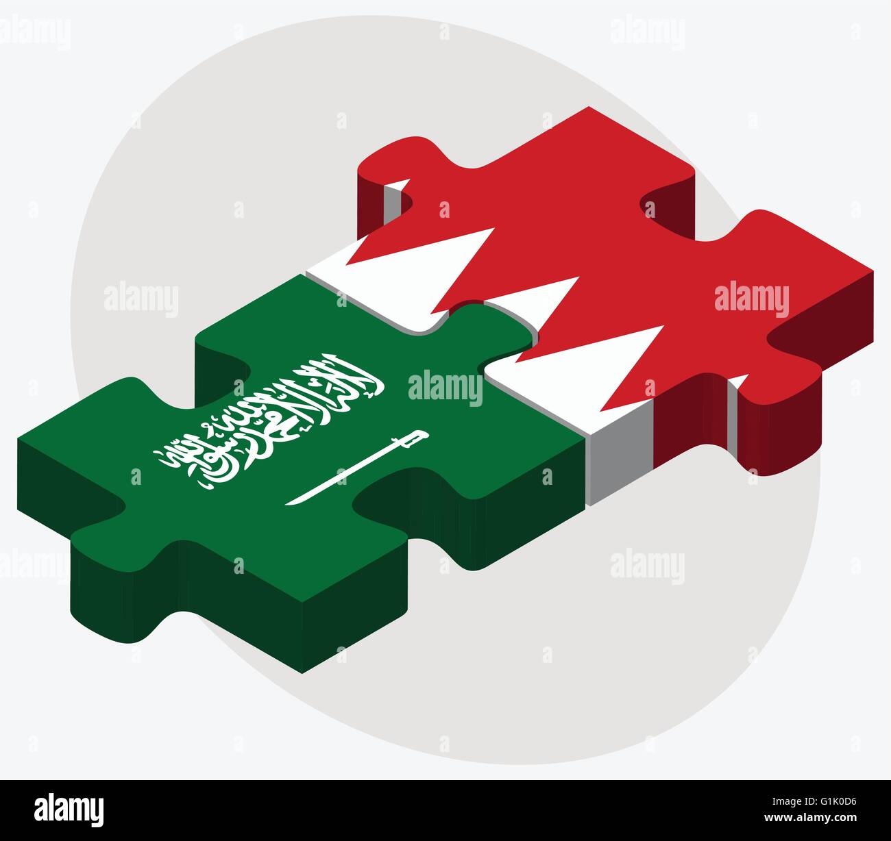 Saudi Arabia and Bahrain Flags in puzzle isolated on white background ...