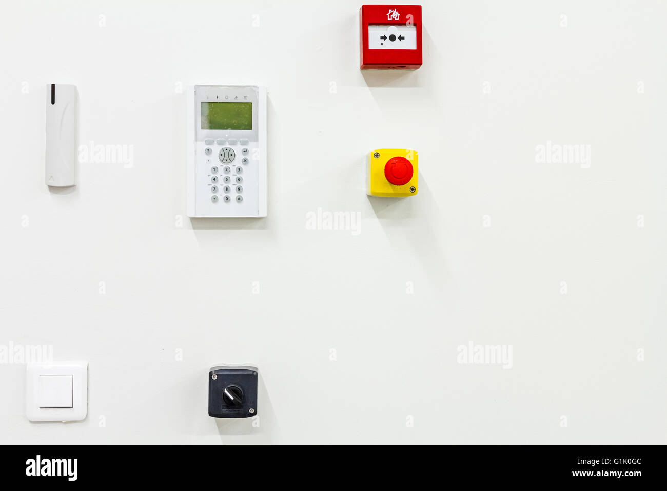 Wall has attached control buttons, fire alarm, stop button, wireless ...