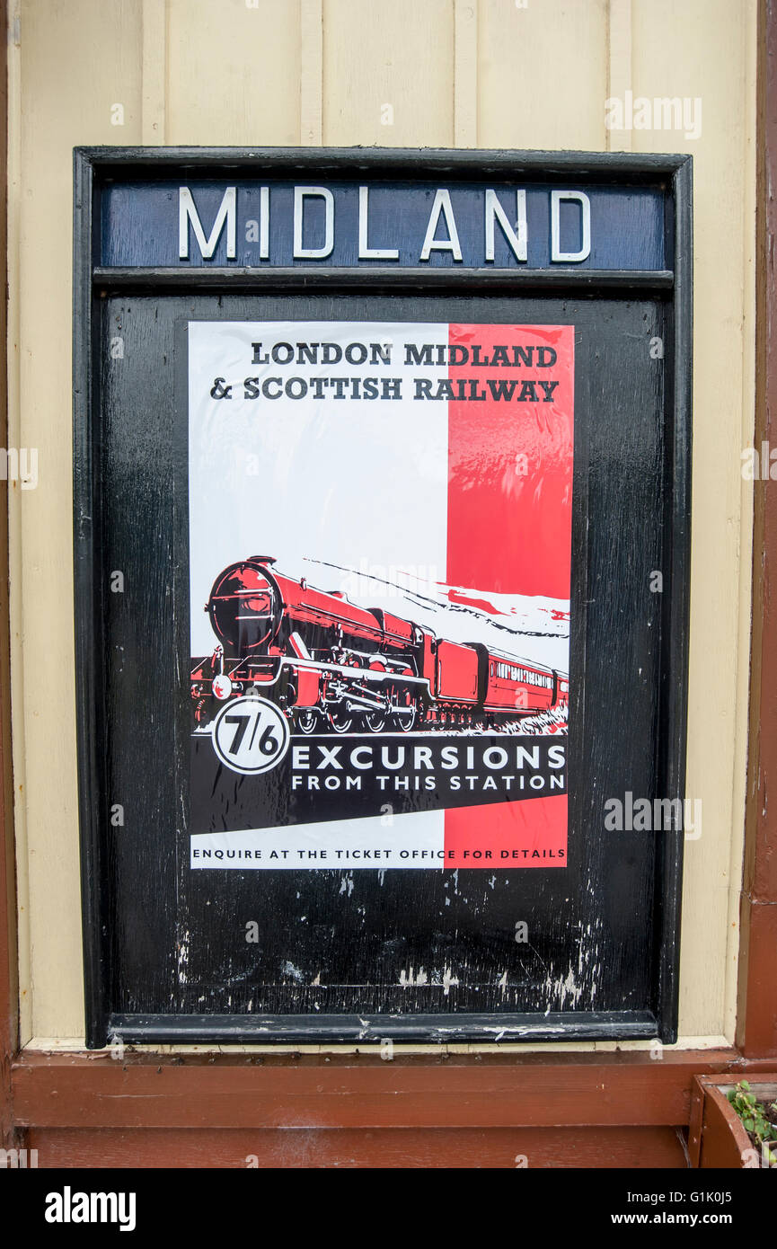 Vintage travel poster advertising Midland Railway Stock Photo - Alamy