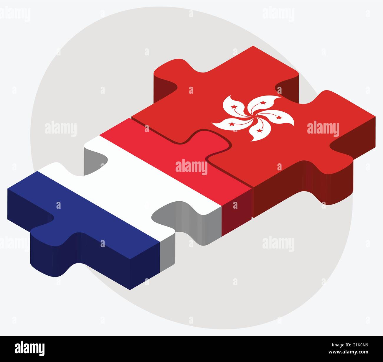 France and Hong Kong SAR China Flags in puzzle isolated on white ...