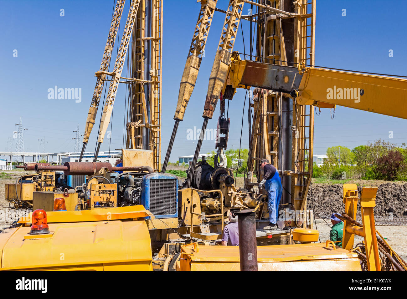 Mobile crane is operating and lifting a broken part in truck Stock ...