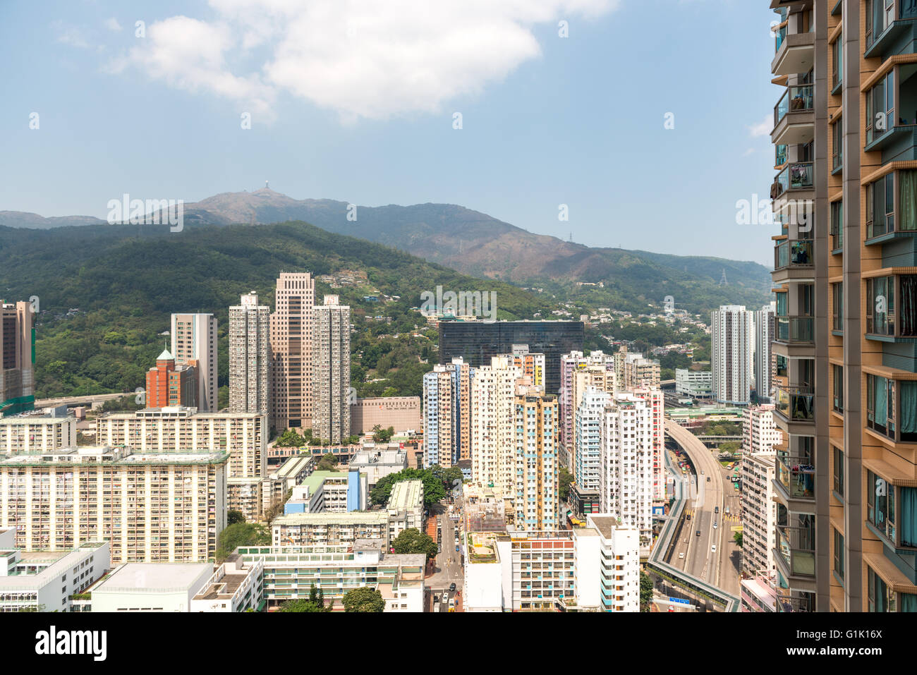 High up in a building in Hong Kong view Stock Photo - Alamy