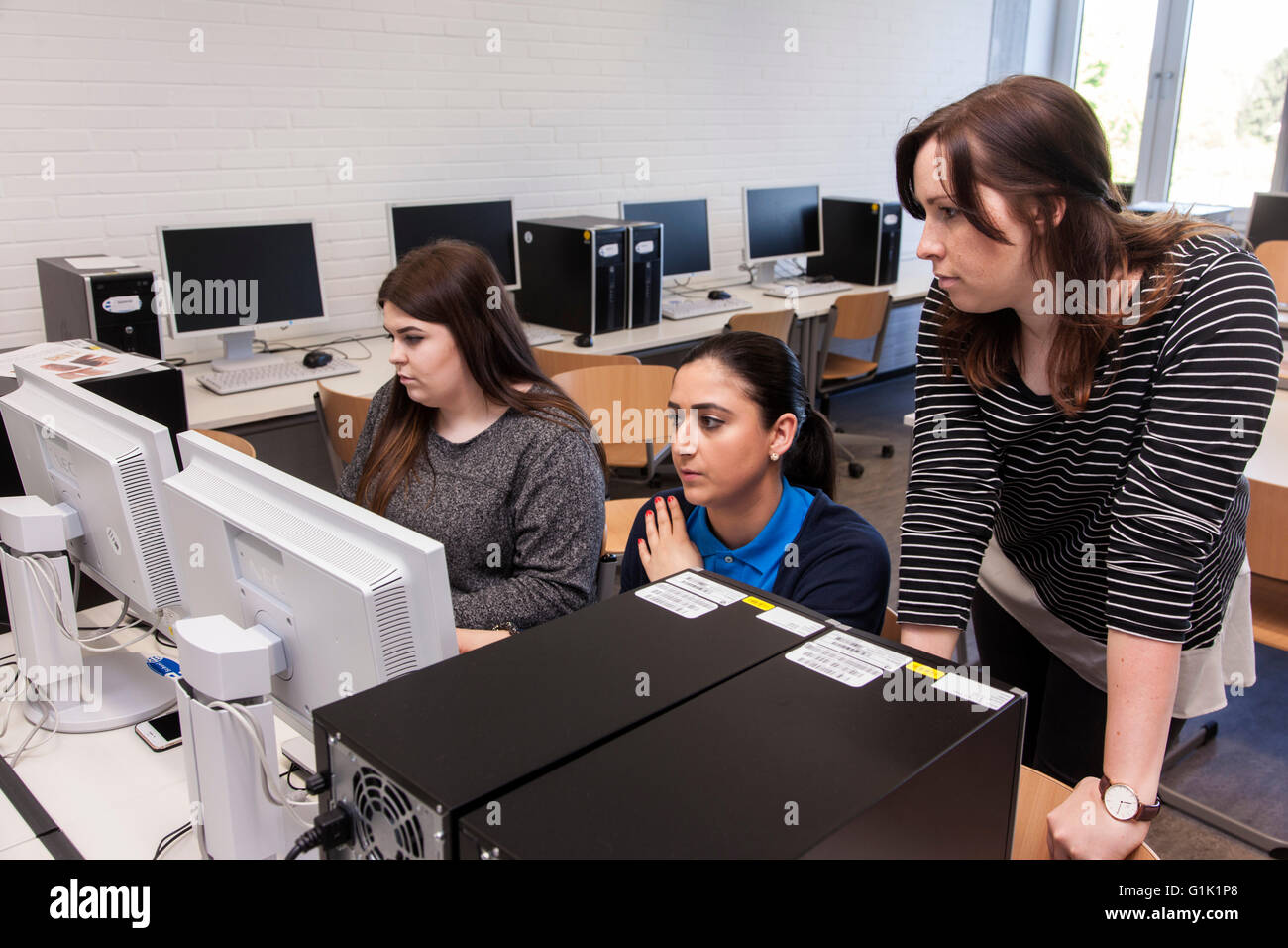 Female students in a vocational school during her training in the ...