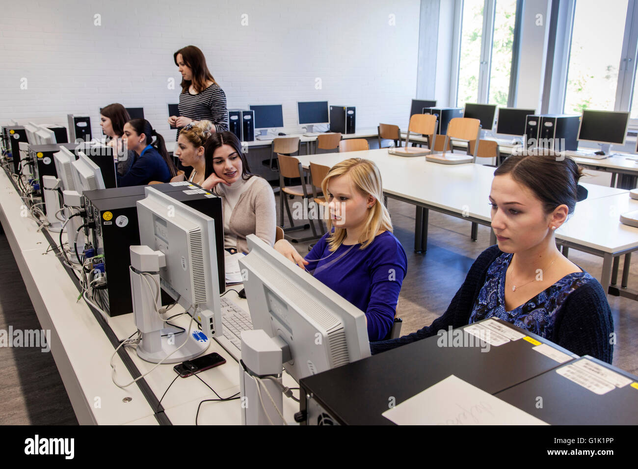 Female students in a vocational school during her training in the ...