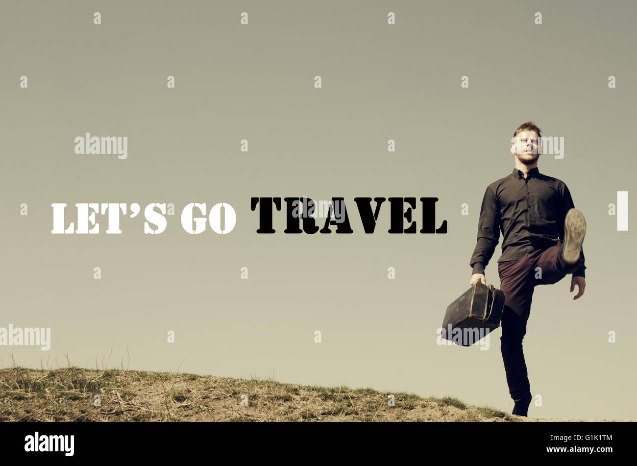 Lets go travel. Travel inspiration quotes Stock Photo - Alamy