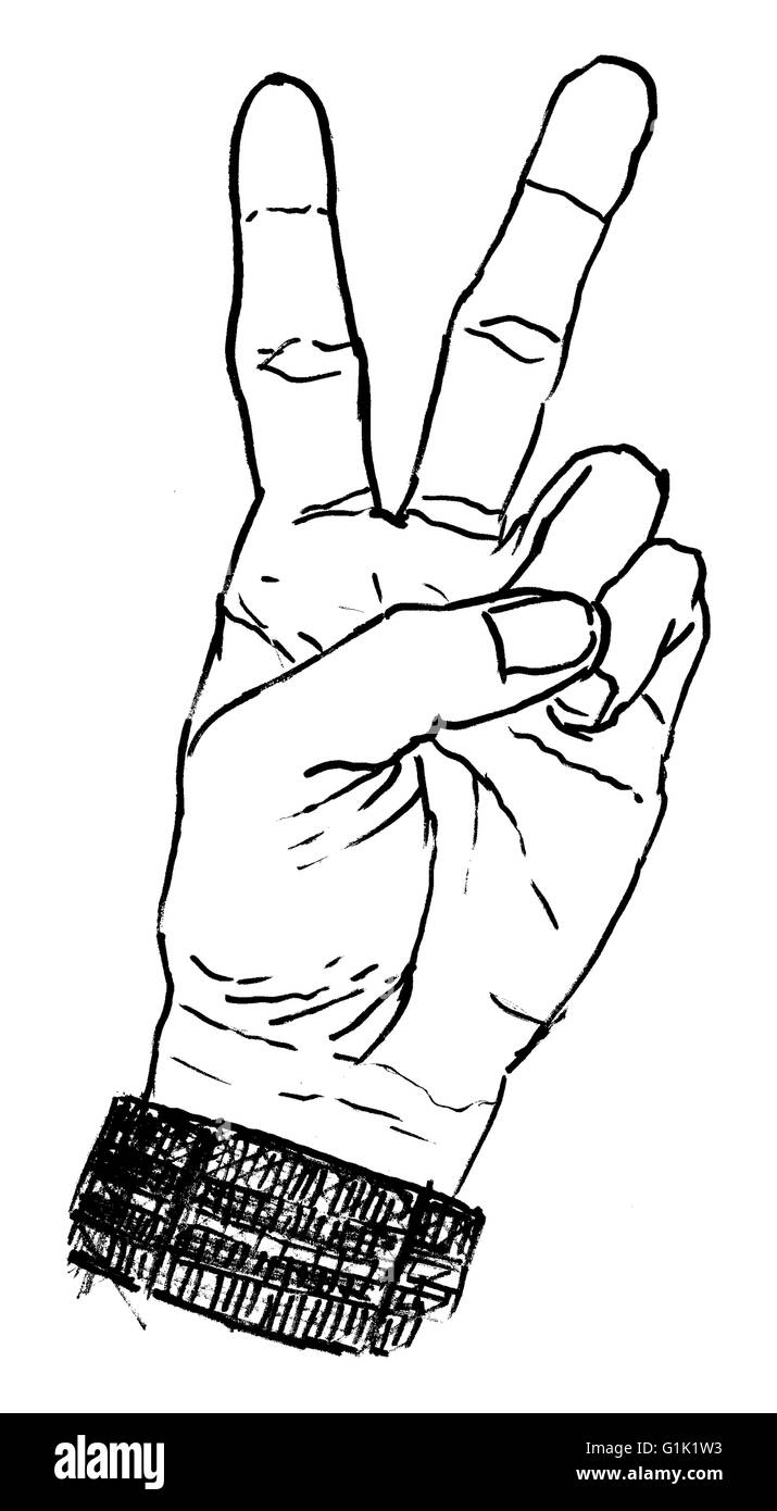Peace sign hand Black and White Stock Photos & Images - Alamy