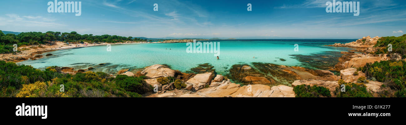 Panoramic view of Karidi beach in Vourvourou, Sithonia, Greece Stock ...