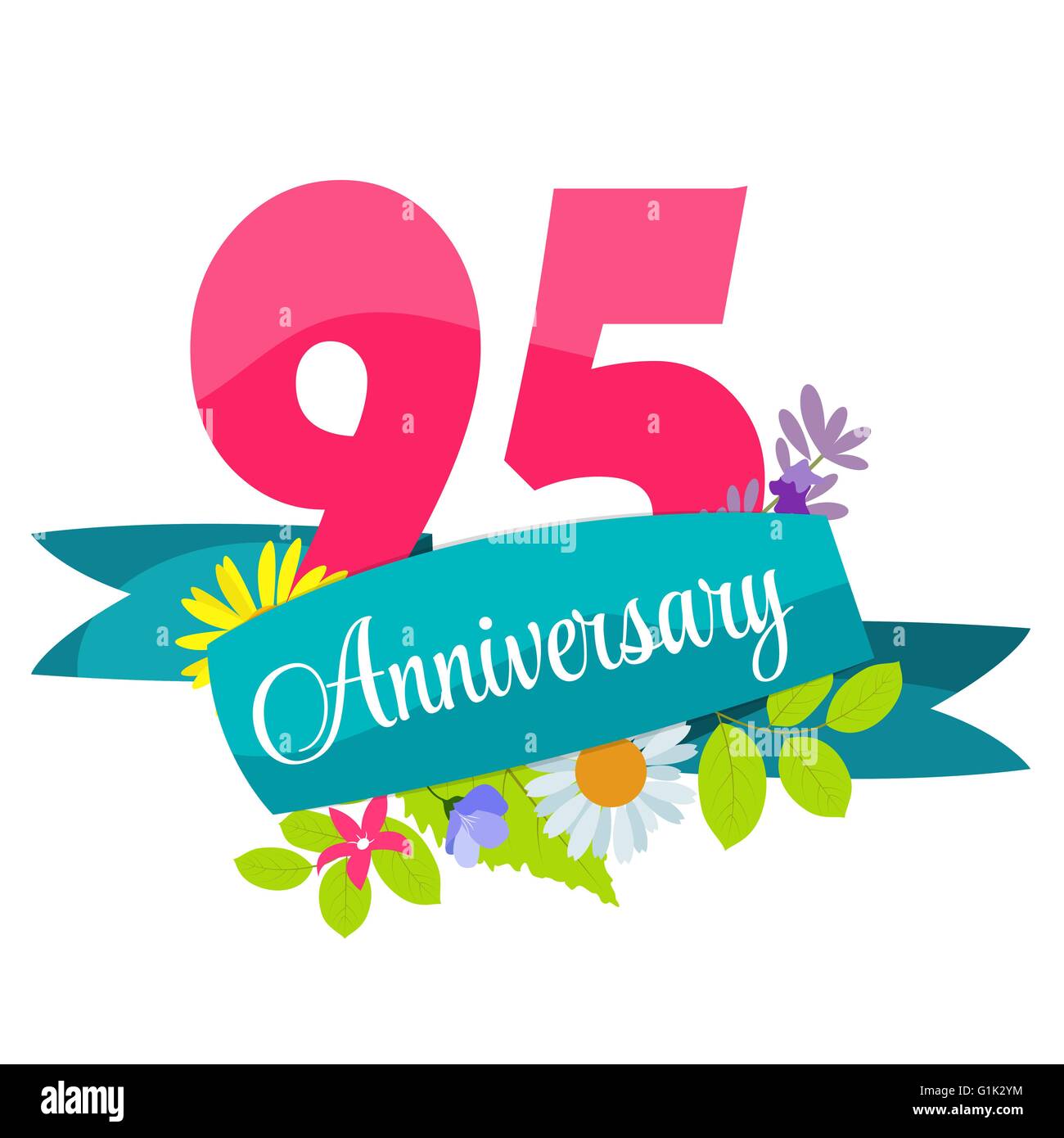 Cute Template 95 Years Anniversary Sign Vector Illustration Stock ...