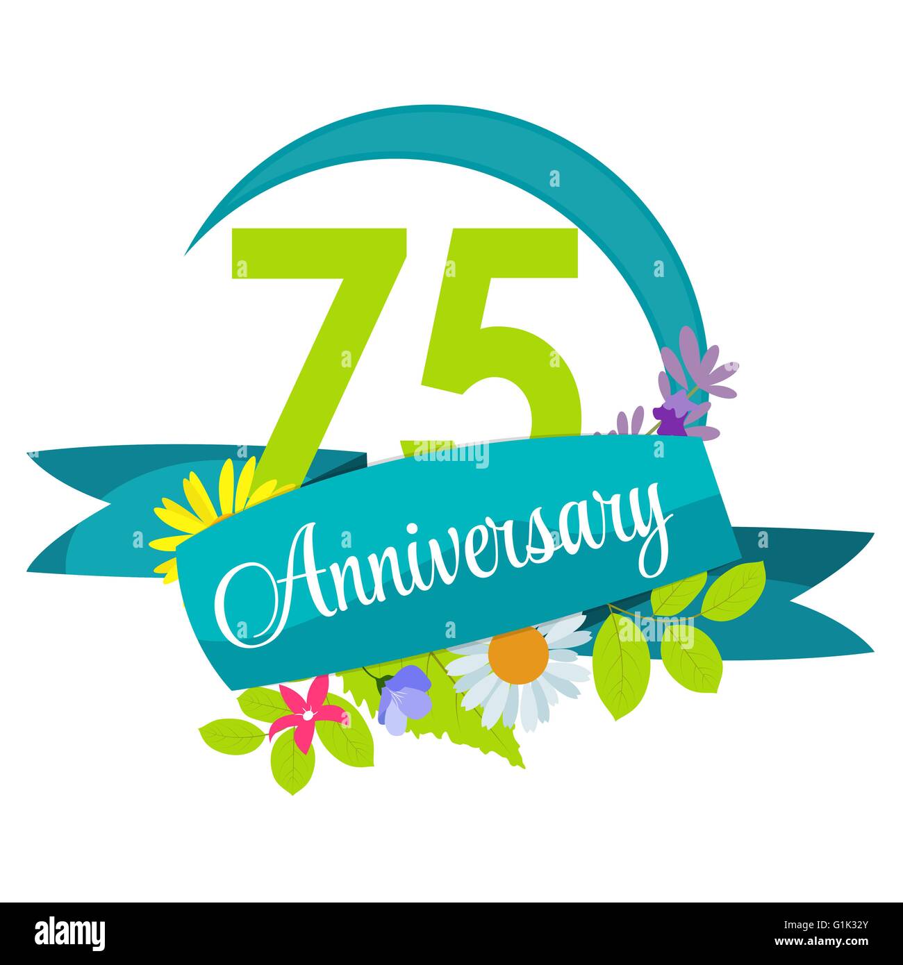 Cute Nature Flower Template 75 Years Anniversary Sign Vector Ill Stock ...