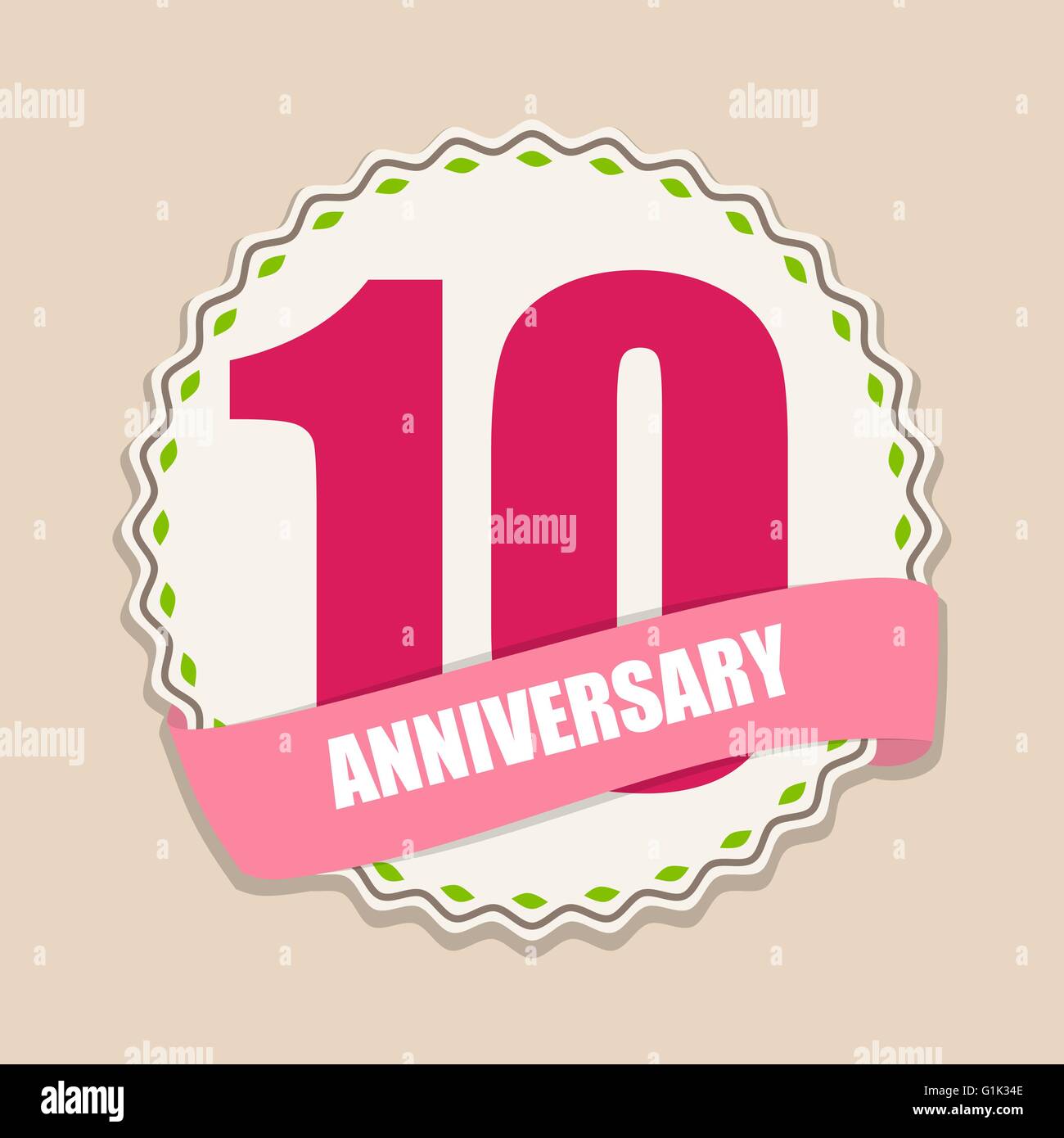 Cute Template 10 Years Anniversary Sign Vector Illustration Stock ...