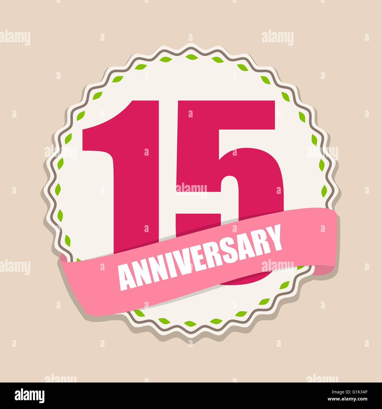 Cute Template 15 Years Anniversary Sign Vector Illustration Stock ...