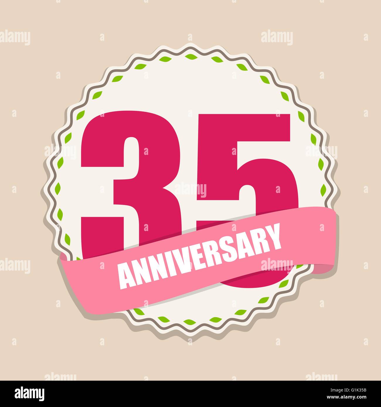 Cute Template 35 Years Anniversary Sign Vector Illustration Stock ...