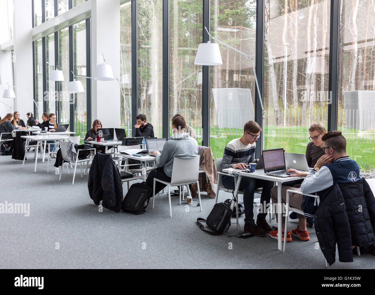 Students sitting and studying at library Stock Photo - Alamy