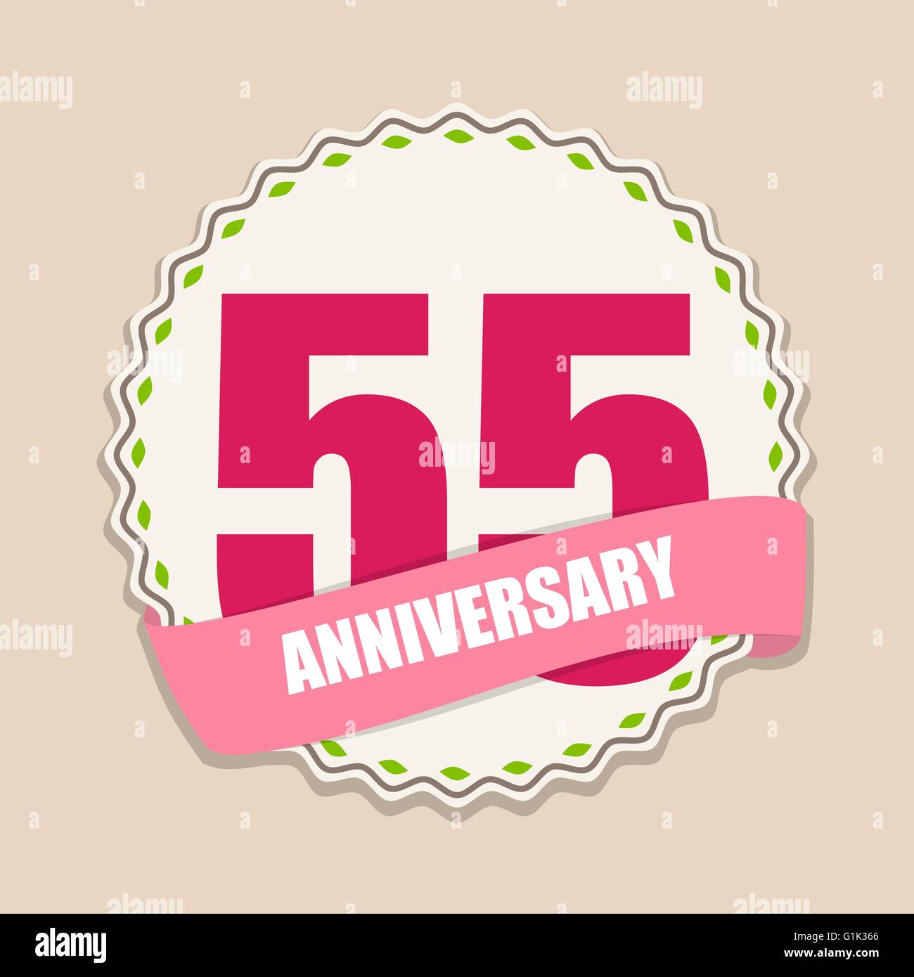 Cute Template 55 Years Anniversary Sign Vector Illustration Stock ...
