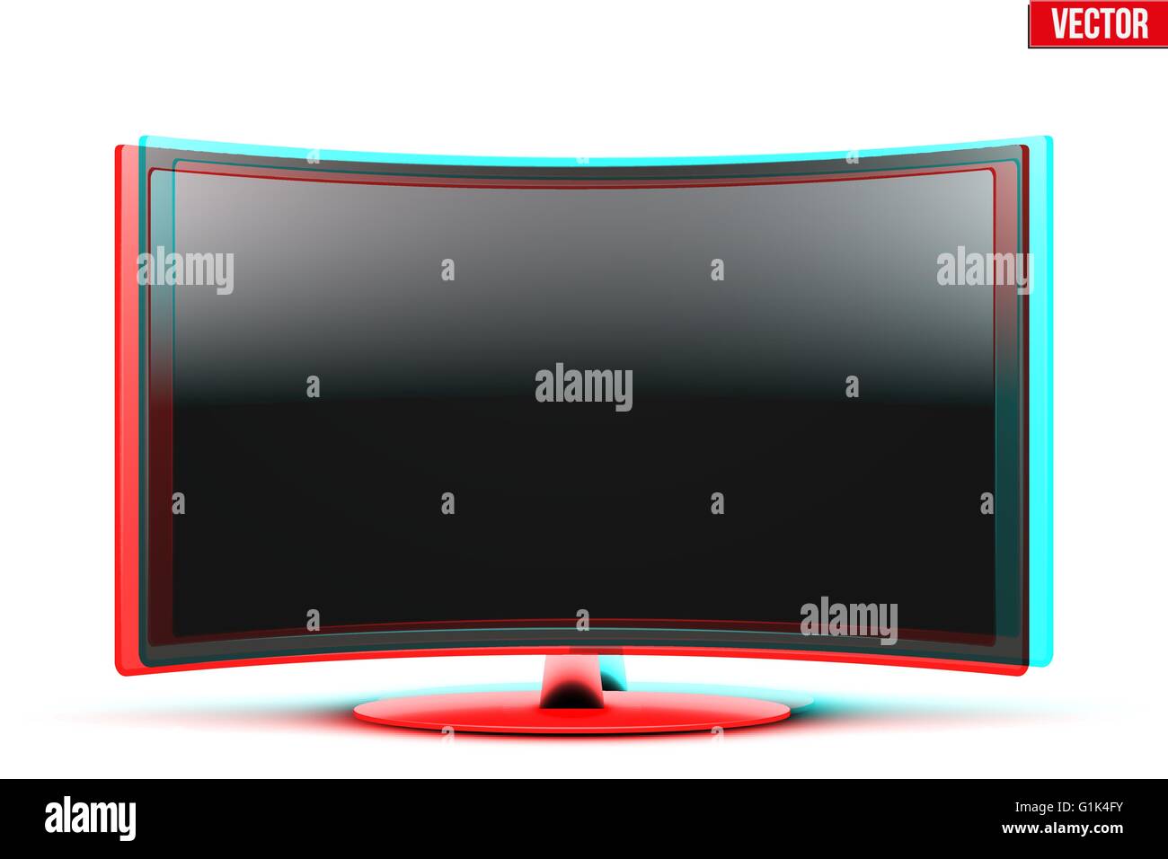 Frontal view of curved widescreen led or lcd tv with visual stereo ...