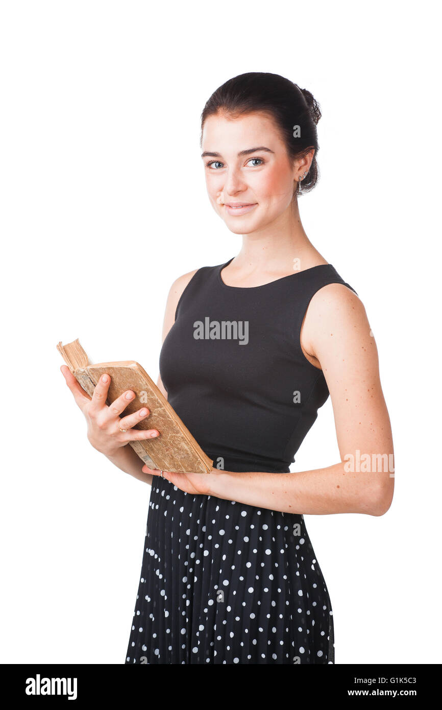 Pretty girl with book Stock Photo - Alamy