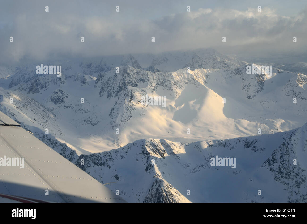 majestic snowy mountain in northern norway aerial overview Stock Photo ...