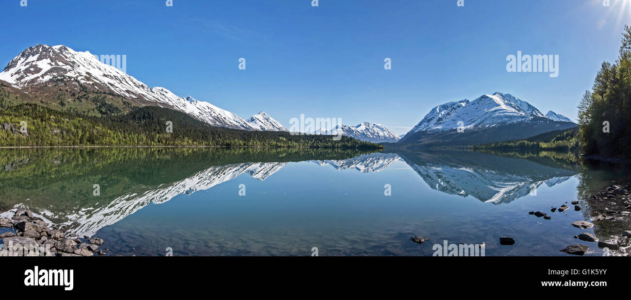 Early morning reflection at Trail Lakes in Alaska Stock Photo - Alamy