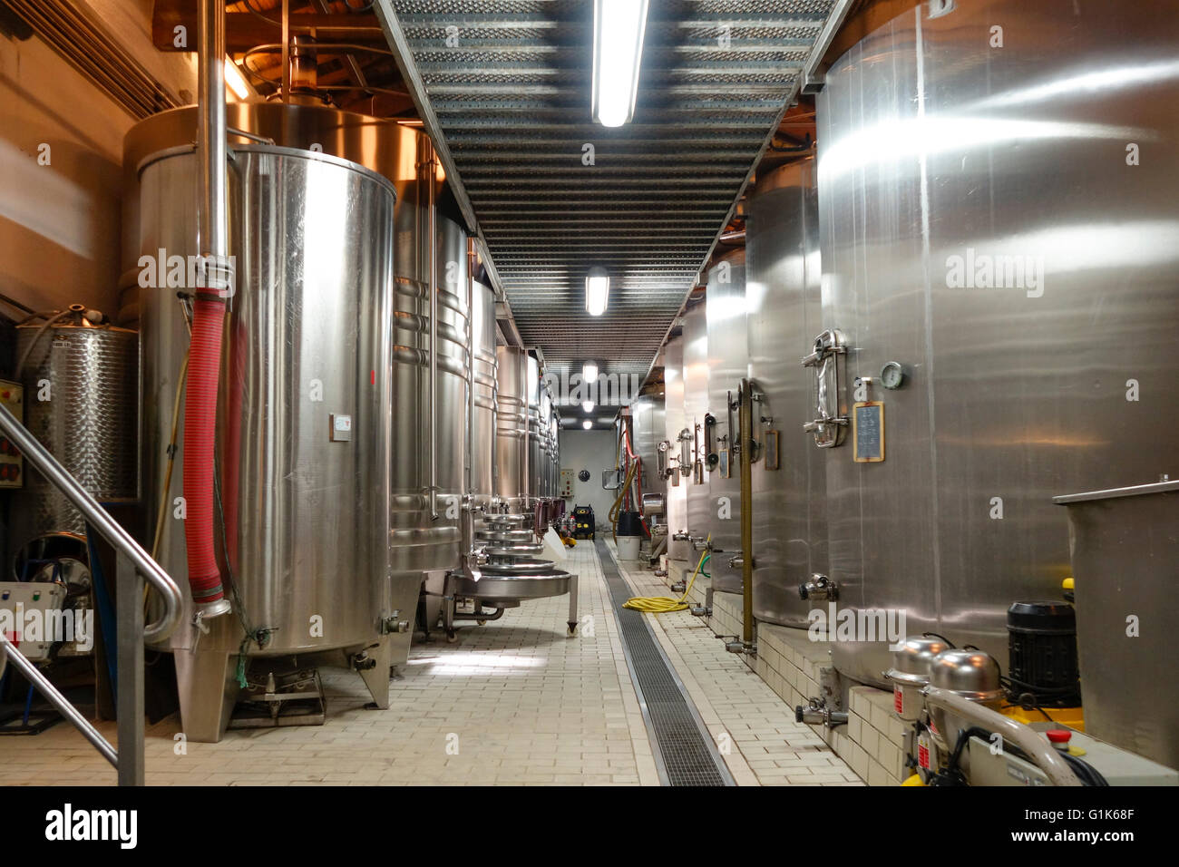 Stainless steel fermentation tanks for Cabernet wine, Wine Estate ...