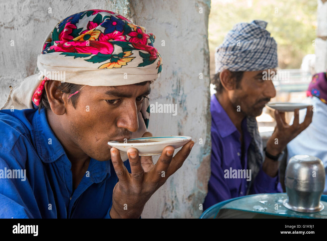 Men Drinking Masala Chai, Kutch Stock Photo - Alamy