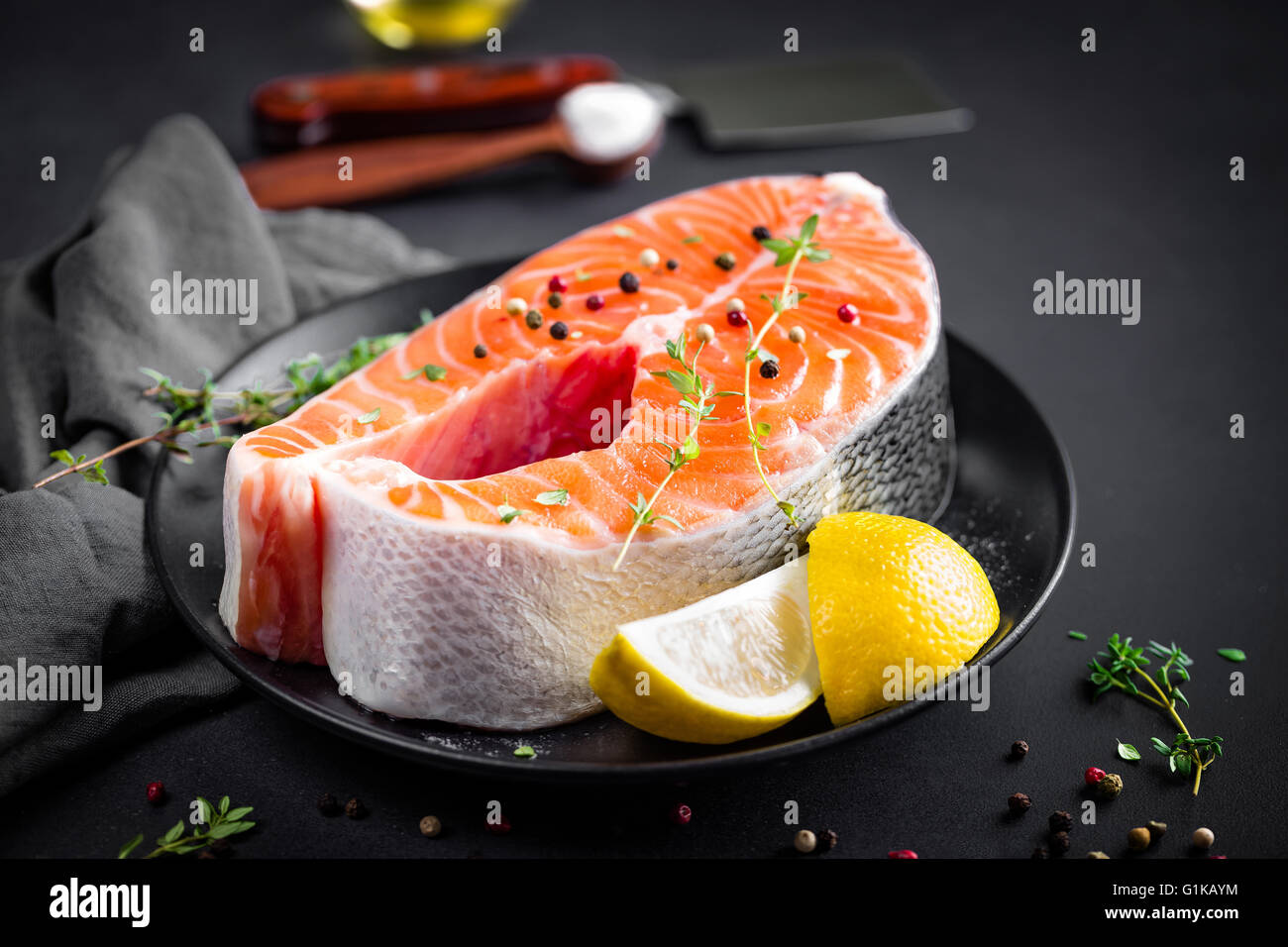 Marinated salmon steak hi-res stock photography and images - Alamy