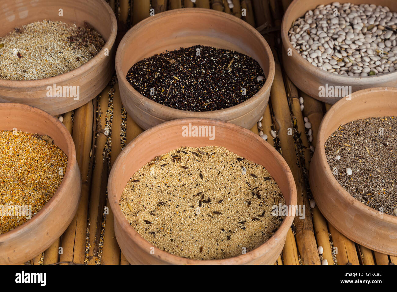 Variety of several types of Quinoa in the village of Chinchero, Peru ...