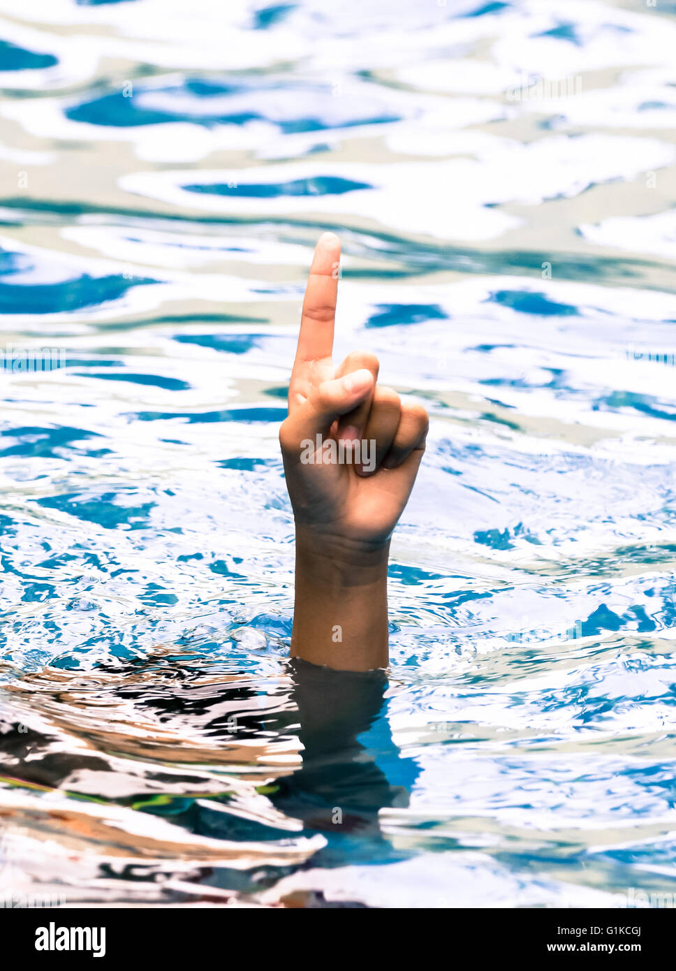 number one concept, winner concept,one finger come up from water Stock ...