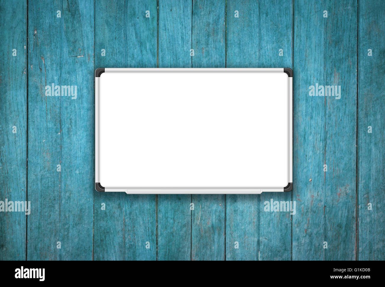 Blank white board on blue wooden texture background, stock photo Stock ...